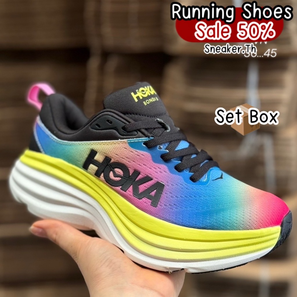 H0KA One Bondi รองเท้าวิ่ง พื้นหนา เข้าเพิ่มแล้ว ใส่สบาย พร้อมกล่อง Sz ...