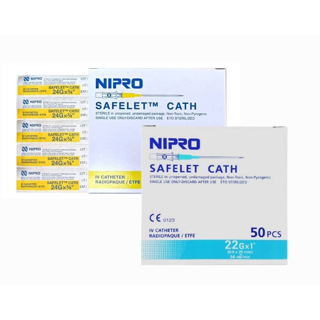 เข็มเปิดเส้นNipro IV Catheter / Safelet Cath / medicute กล่อง 50 ชิ้น ...