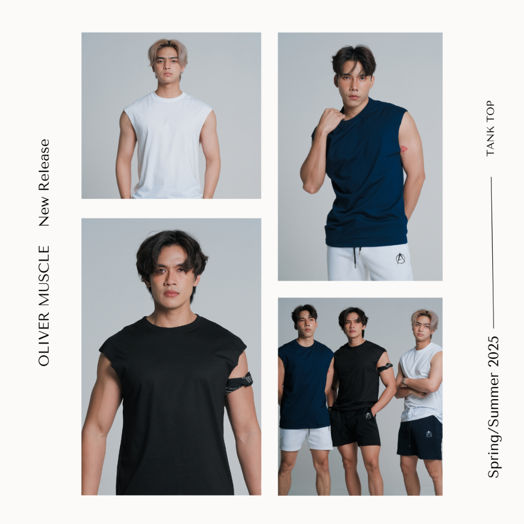OLIVER MUSCLE เสื้อยืดแขนกุดทรงเกาหลี สีพื้น ผ้านุ่ม ใส่สบายไม่ร้อน ...