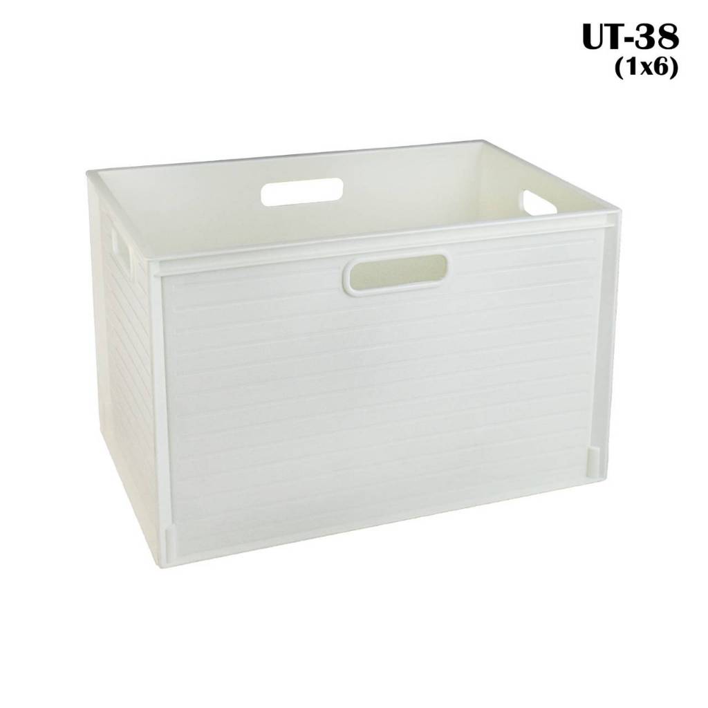 กล่องพลาสติกสีขาวมินิมอล ซ้อนกันได้ ทำฝาปิดได้ ตะกร้าอเนกประสงค์ รุ่น UT-31 UT-38 KEYWAY ...