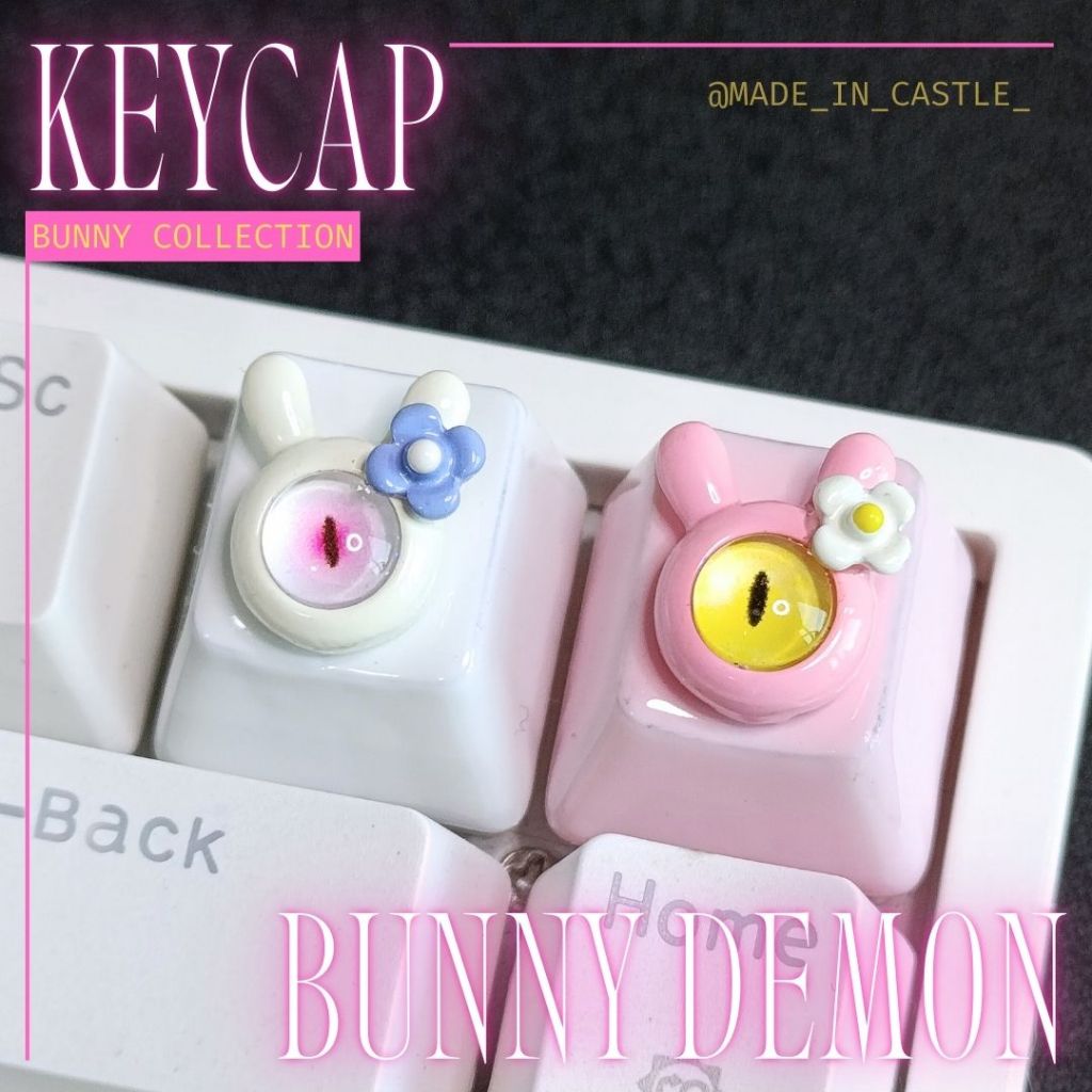 คีย์แคปแฮนด์เมด "Bunny Eye Demon” คีย์แคปลายนูน Artisan Keycap ปุ่ม ...