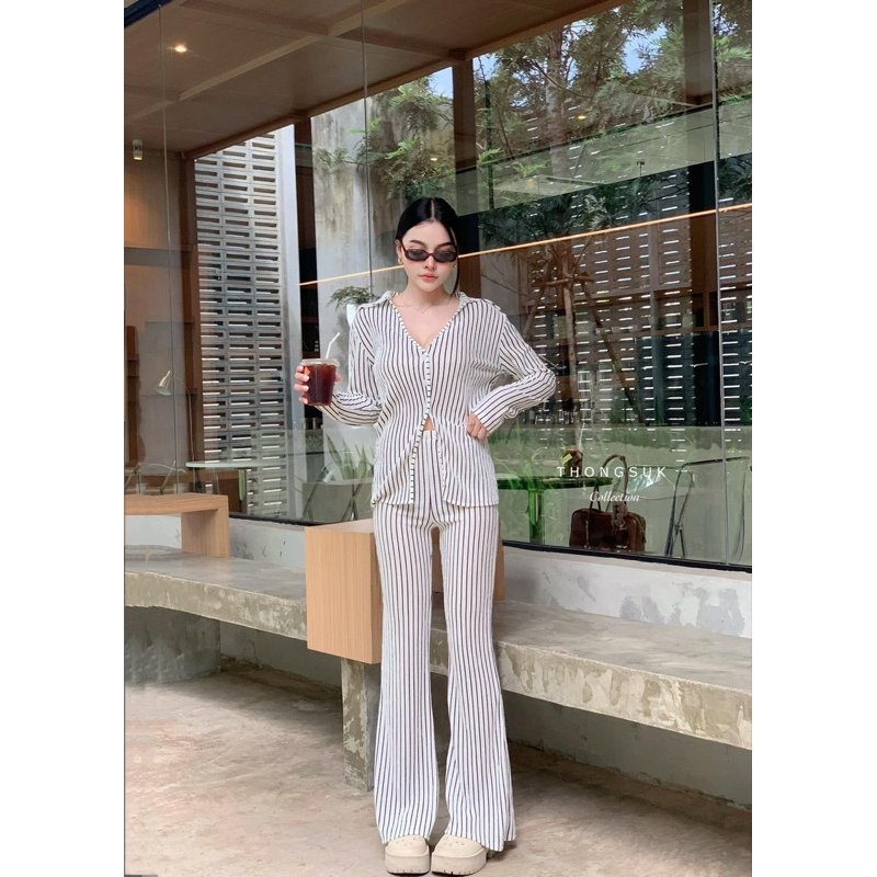 Phapassz - Set โปโลแขนยาวสุดเก๋ แต่งกระดุม 3 เม็ด ใส่คู่กับกางเกงขาม้าเอวสูงคือดูพริ้ว ดูสวยน้อย ...