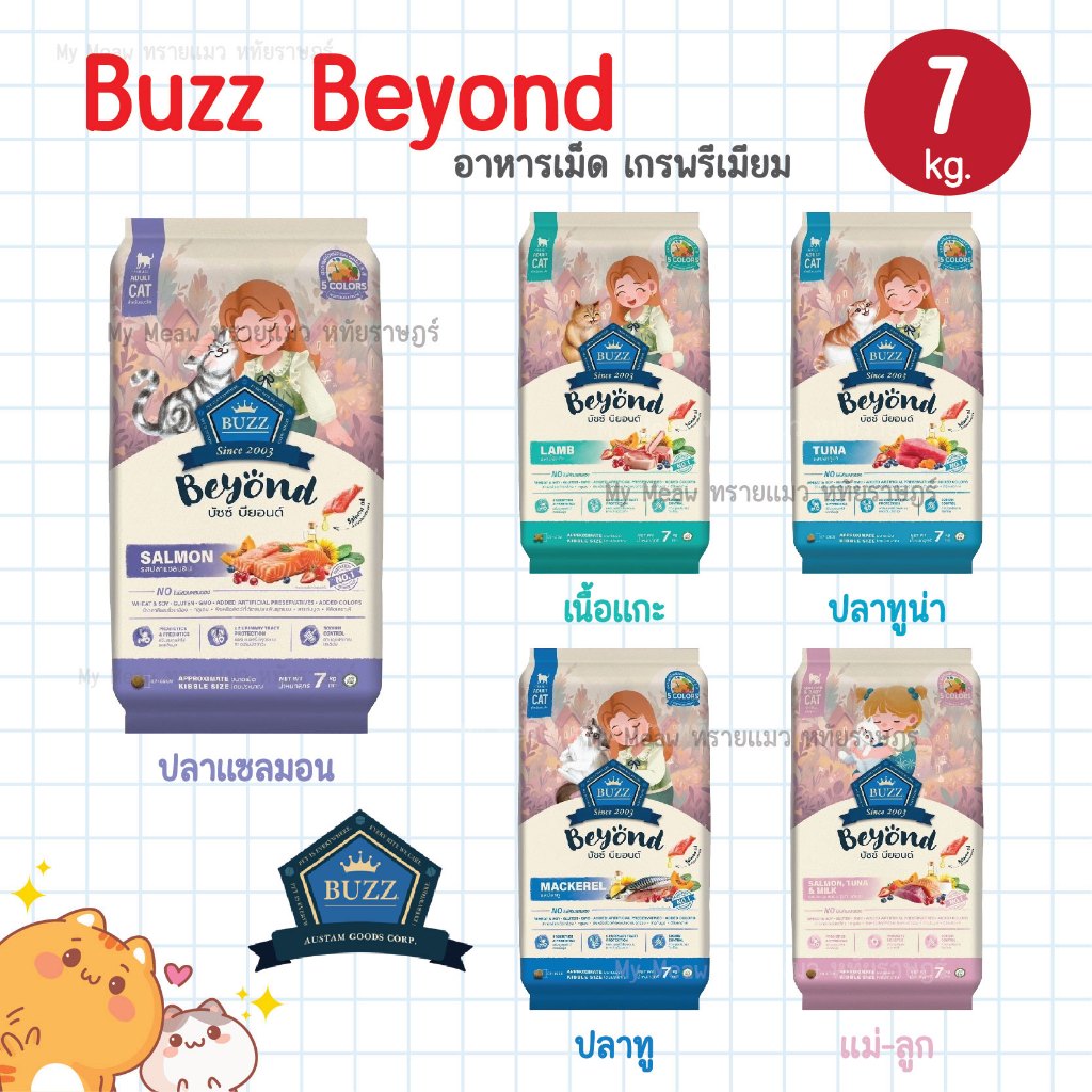 🔥 ยกกระสอบ 7 kg. 🔥 Buzz Beyond Cat อาหารแมว เกรดพรีเมี่ยม บัซซ์ บียอนด์ กลูเตนฟรี สำหรับแมวโต ...