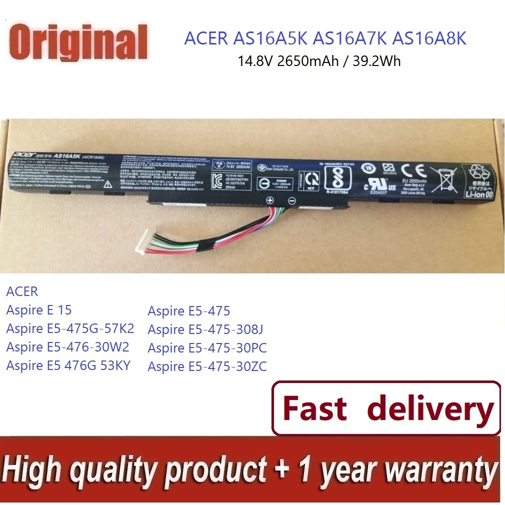 ACER AS16A5K แบตเตอรี่แล็ปท็อป E14 E15 E5-475G E5-523G E5-553G E5-575 ...