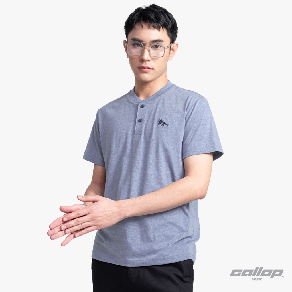 GALLOP : เสื้อยืดคอกระดุม T-SHIRT (Henley neck) รุ่น GT9151 สี Light ...