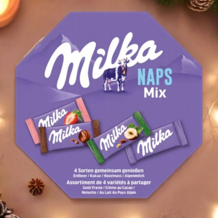 Milka Naps mix Alpine Milk Chocolate มี 4 รสชาติ 27 ชิ้น 138 กรัม จาก ...