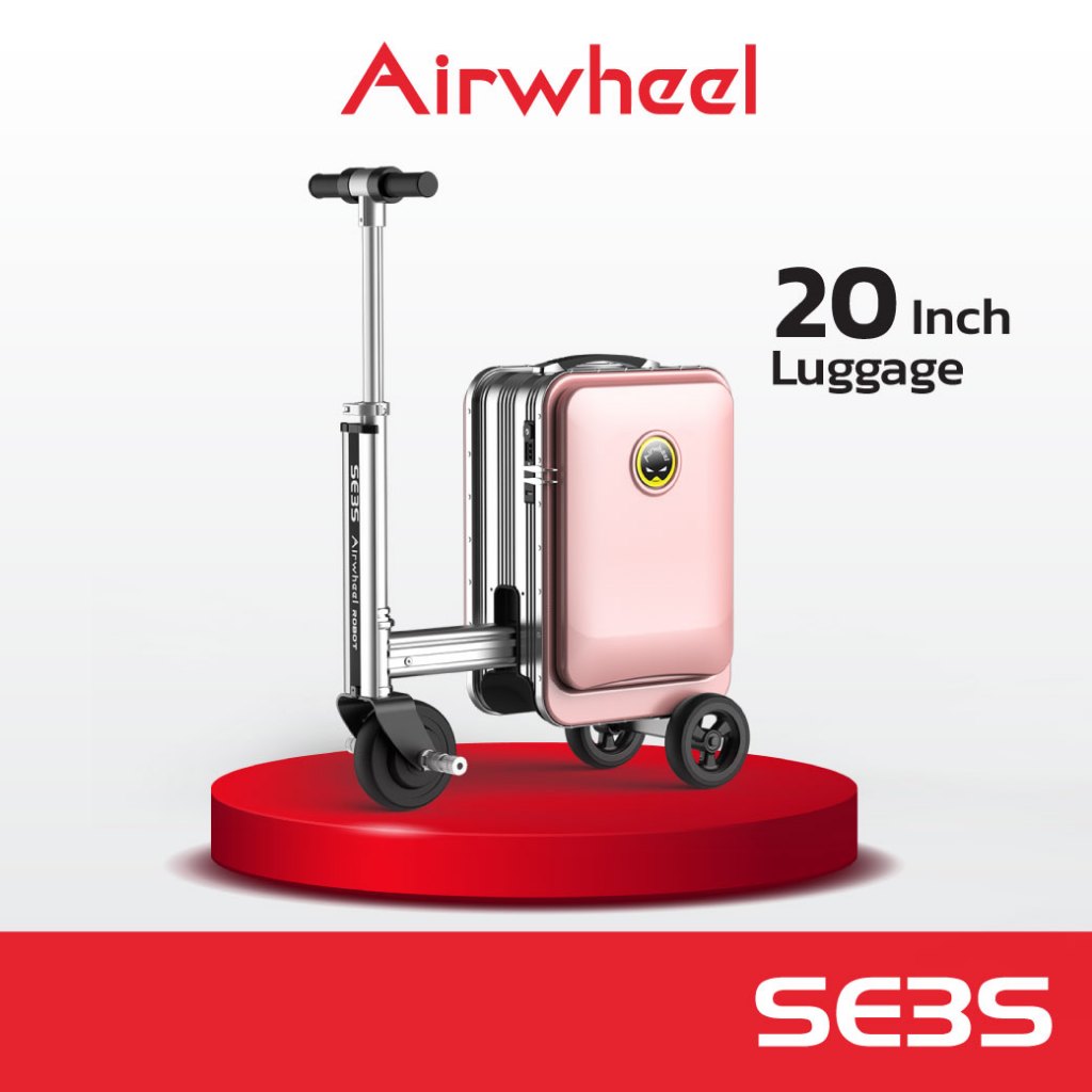 Airwheel SE3S สีชมพู (Pink) กระเป๋าเดินทาง ไฟฟ้า นั่งขับได้ (20 นิ้ว ...