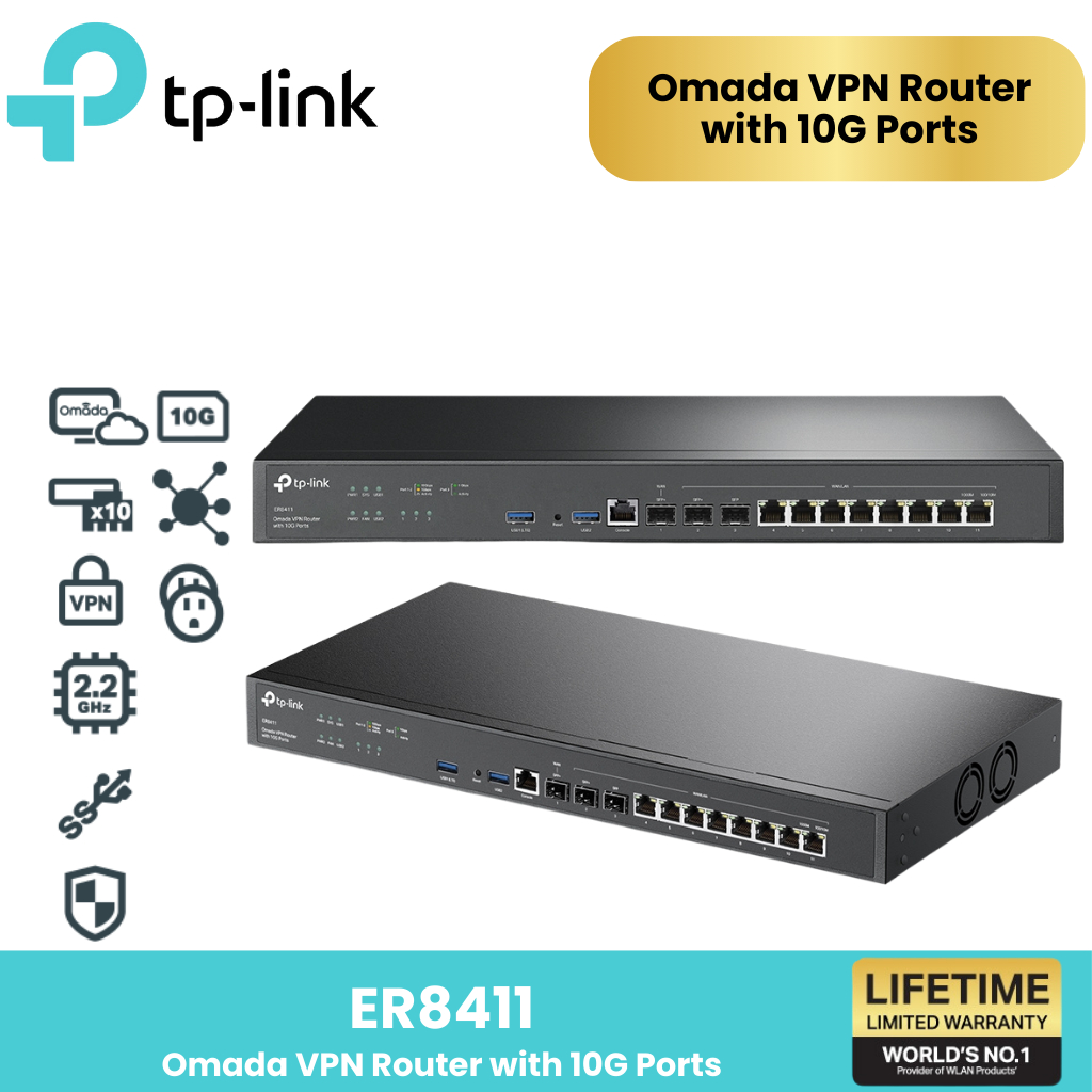TP-LINK ER8411 Omada VPN Router with 10G Ports Integrated into Omada ...