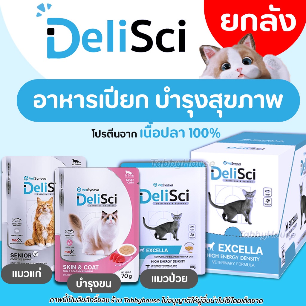 (12ซอง) Vetsynova DeliSci Excella อาหารสุนัข & แมวป่วยหลังผ่าตัดกำลังพักฟื้น พลังงานสูง โปรตีน ...