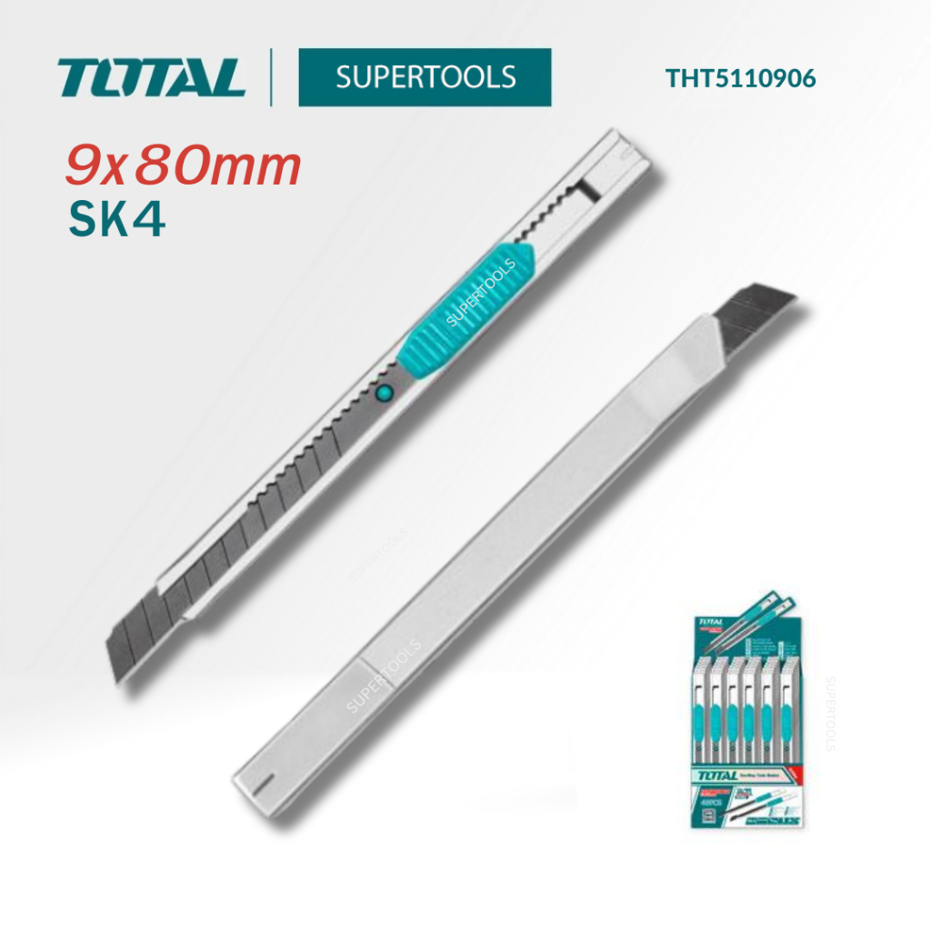 TOTAL มีดคัตเตอร์ รุ่น THT5110906 ขนาด9 x 80 มม./THT522136 ขนาด18 x 100 mm เครื่องมือ Supertools ...
