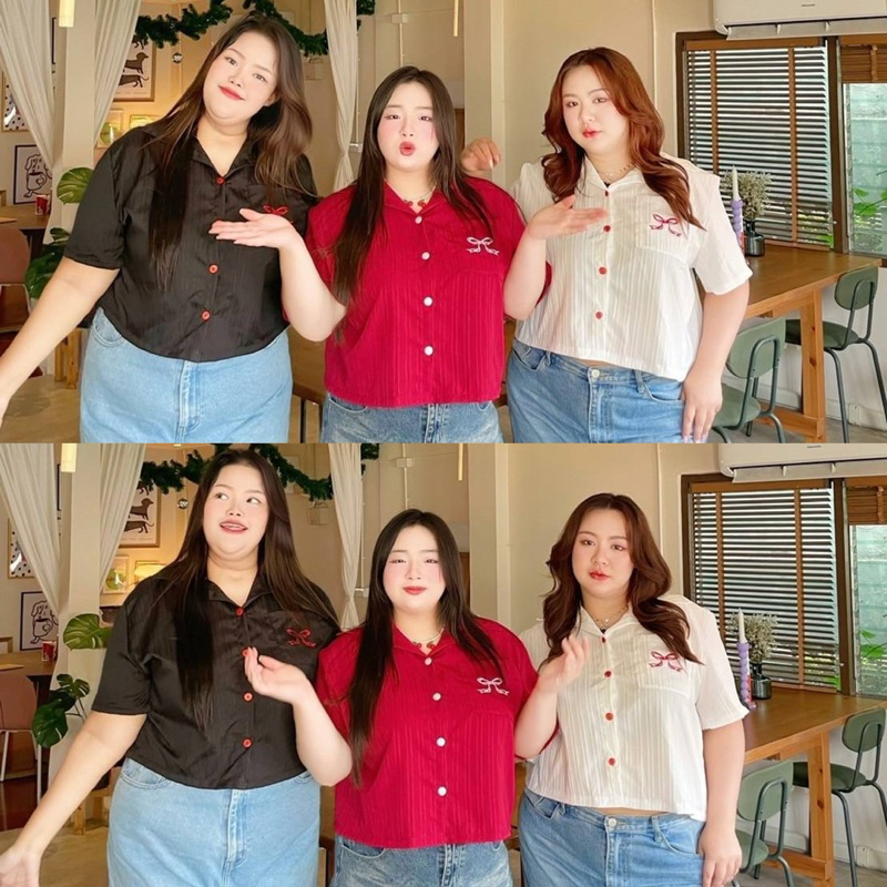 เสื้อเชิ้ตสาวอวบ เสื้อเชิ้ต อก40-50นิ้ว plussize เสื้อเชิ้ตโอเวอร์ไซซ์ | Shopee Thailand
