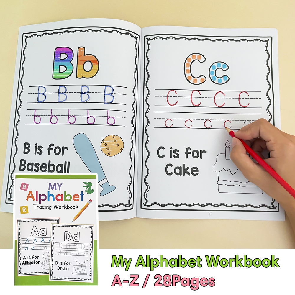 28Pages A-Z Tracing Letters Workbook for Kids Pre-School Educational ...