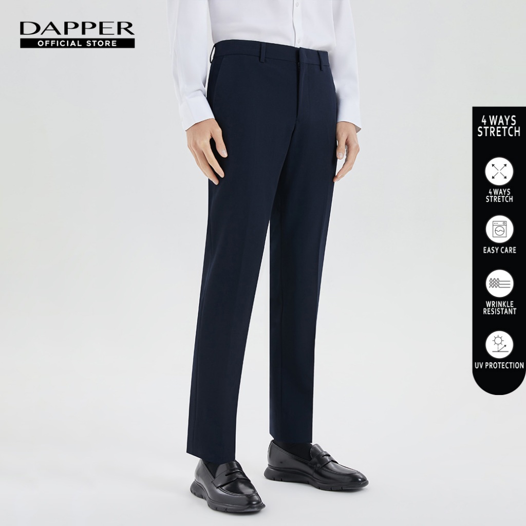 DAPPER กางเกงทำงาน รุ่น 4 Ways Stretch ทรง Slim-Fit สีกรมท่า (TB9/NA/610SP2) | Shopee Thailand