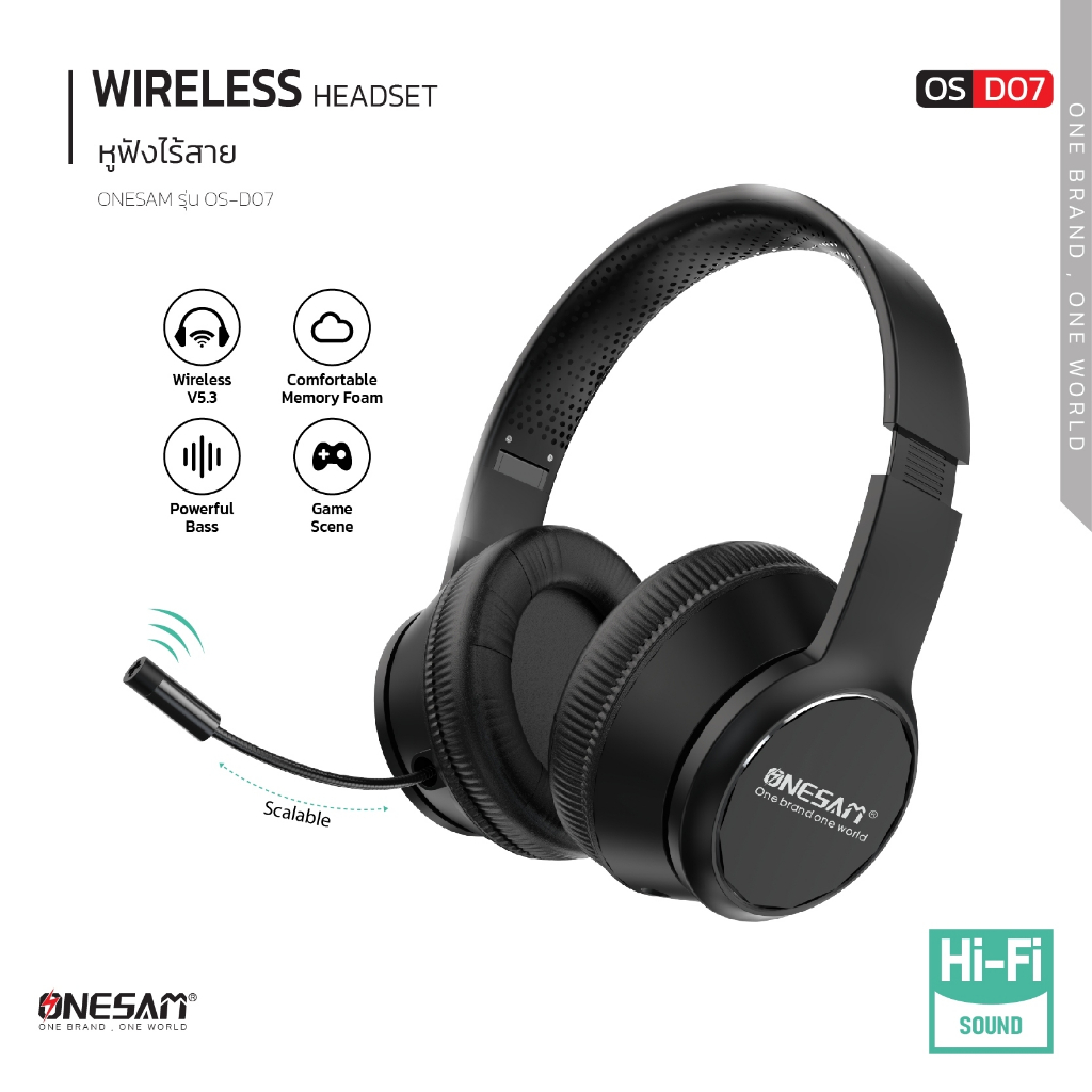 หูฟังบลูทูธพร้อมไมค์ ONESAM รุ่น OS-D07 Wireless Headset ของแท้ 100% ...