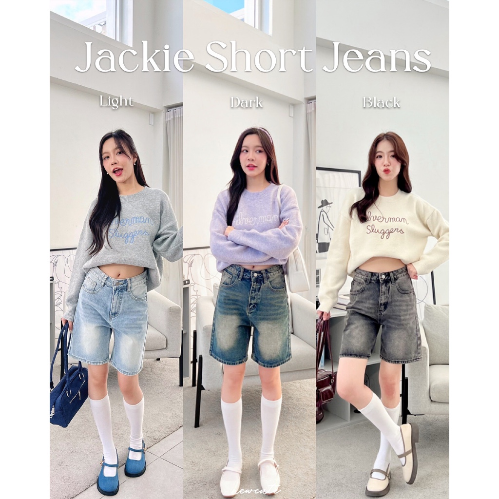 Jackie Short Jeans (JS-035) กางเกงยีนส์ขาสามส่วนสีเฟด รุ่นใหม่ | Shopee ...