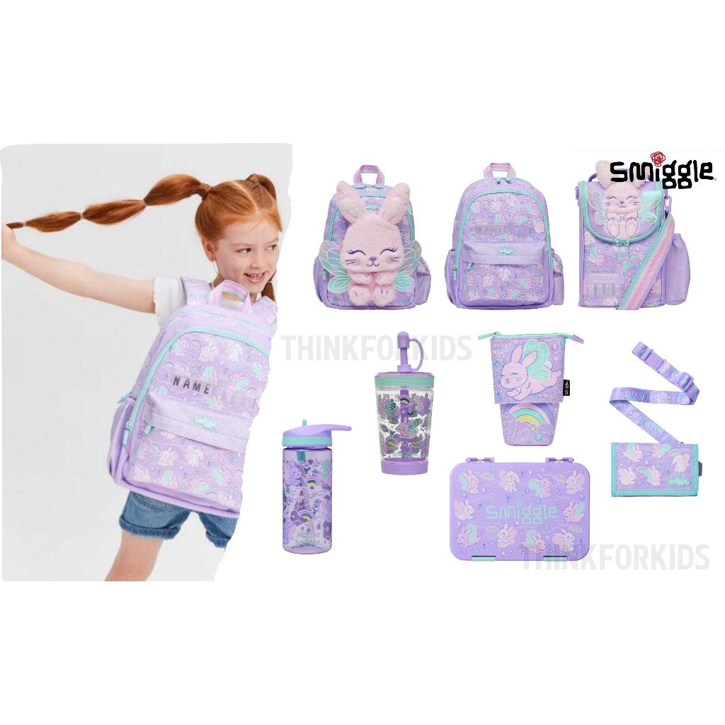 Smiggle Set กระต่ายนางฟ้า กระเป่าเป้ ถุงดินสอ กล่องข้าว bento กระเป๋า ...