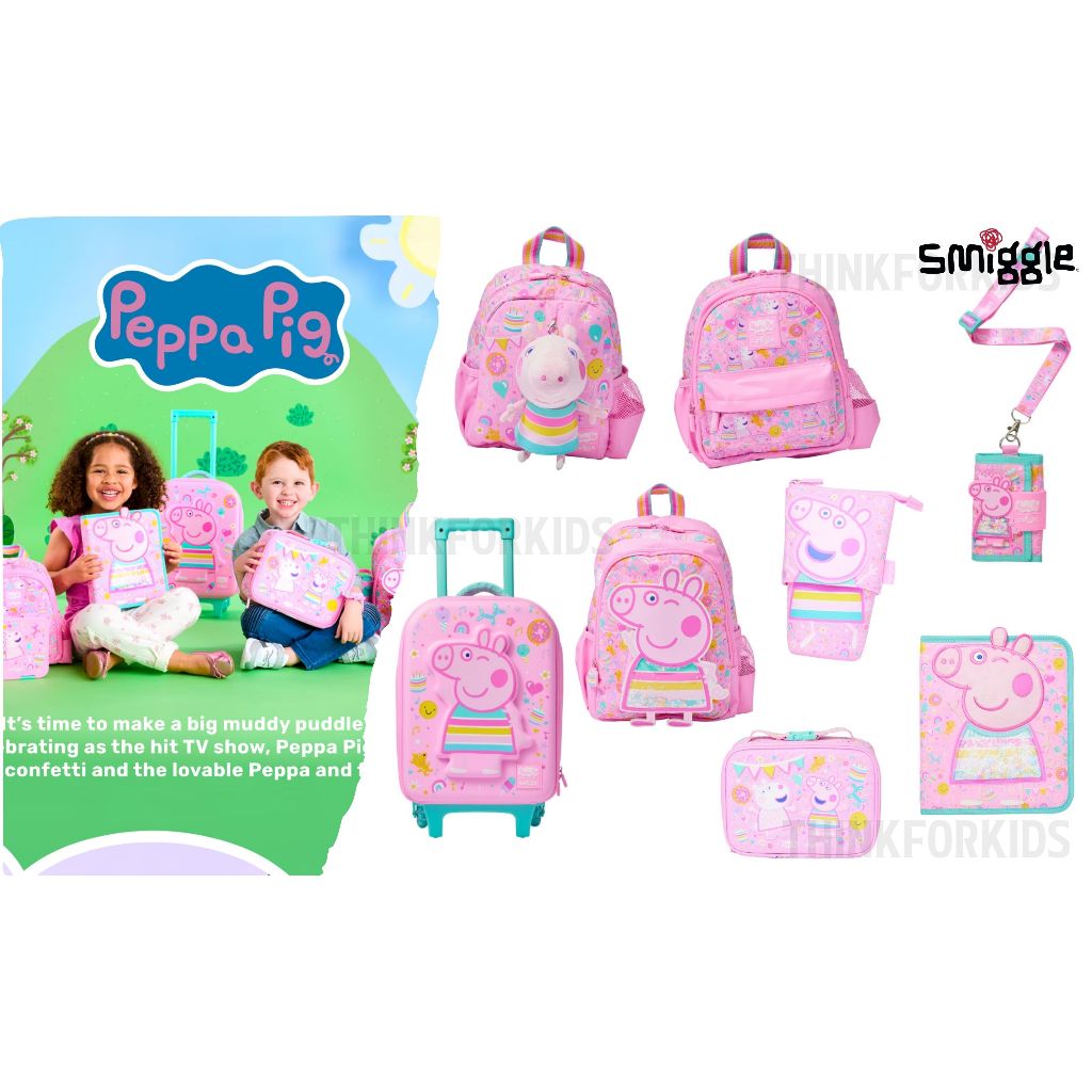 Smiggle Set Peppa Pig กระเป่าเป้ ถุงดินสอ กล่องข้าว bento ขวดน้ำ พร้อม ...