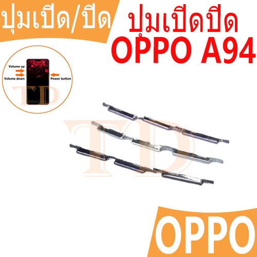 ปุ่มกดสวิทช์ด้านนอก OPPO A94 ปุ่มเปิดปิด ปรับระดับเสียงขึ้นลง ปุ่มลด ...