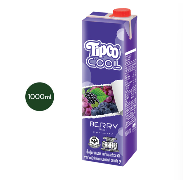 TIPCO Cool Fit น้ำเบอร์รี่มิกซ์ ผสมน้ำผลไม้รวม Berry mixed 40% ขนาด 1000 ml. | Shopee Thailand