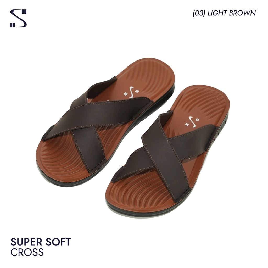 รองเท้า Super Soft รุ่น Cross สีน้ำตาลอ่อน (Light Brown) รองเท้าแตะ ...