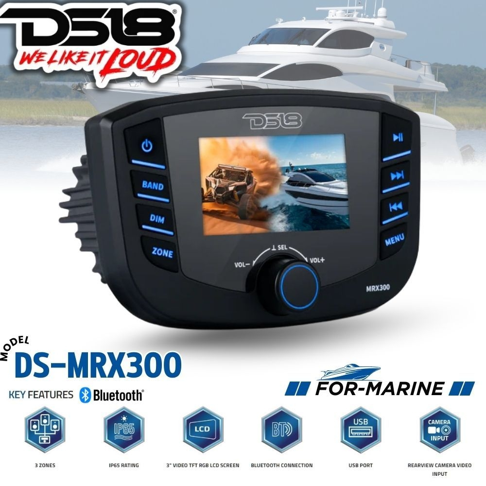 เครื่องเล่น MP3 วิทยุติดเรือกันน้ำระดับ IP65 DS18 MRX300 MARINE รองรับ USB ~ Bluetooth ~ AUX ...