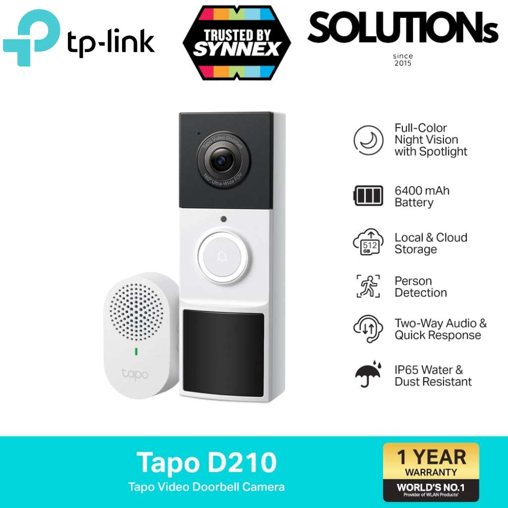 TP-Link Tapo D210 Video Doorbell Camera กริ่งประตูอัจฉริยะ กล้อง 2K ภาพ ...