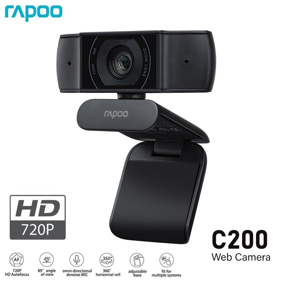 RAPOO (กล้องเว็บแคม) HD Camera C200 WEBCAM กล้องวีดีโอความละเอียด Full ...