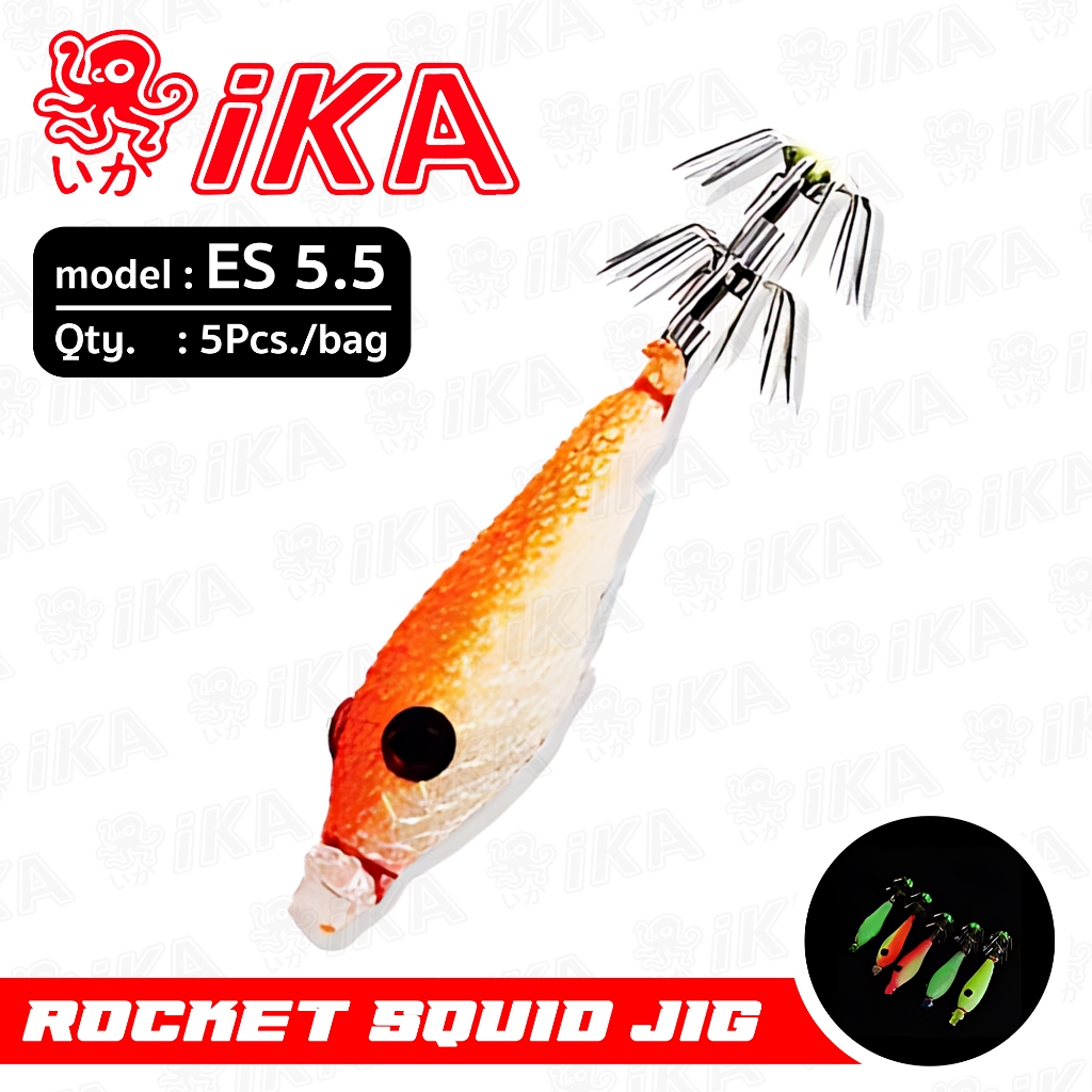 IKA Rocket Squid JIG ES 5.5 โยจุ๊บ โยนิ่ม ซองละ 5 ตัวคละสี | Shopee Thailand