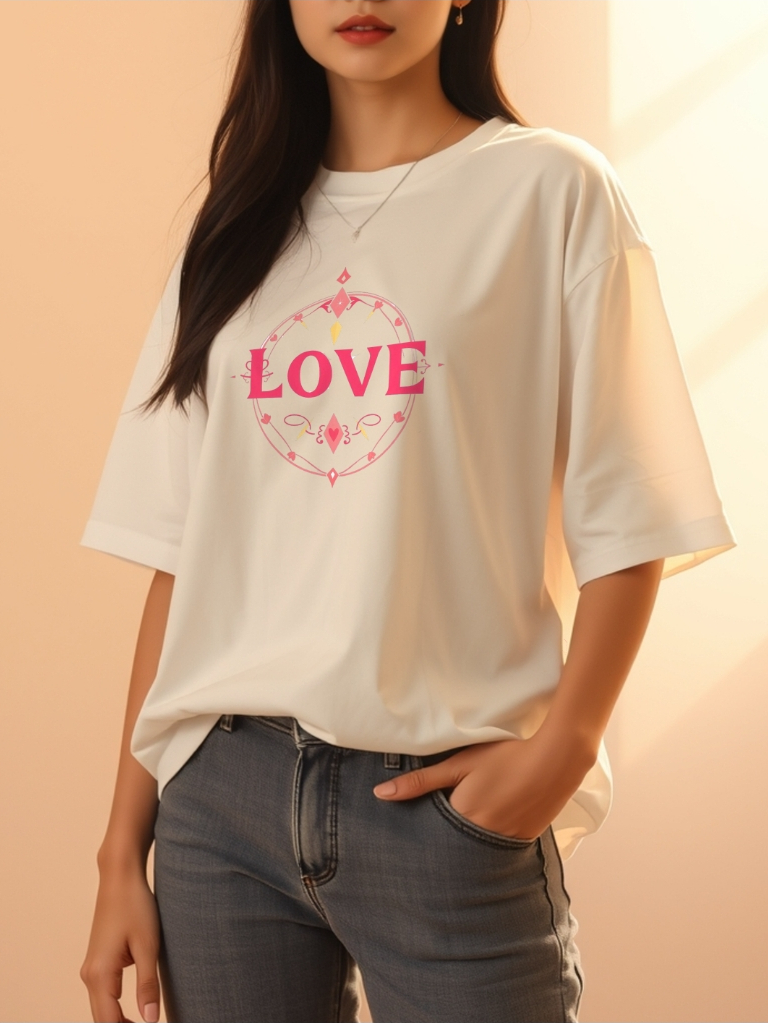 เสื้อยืดคู่รัก แบรนด์ Vibeon มนตราแห่งรัก ทรงโอเวอร์ไซต์คอกลมผ้าคอตตอนพ ...