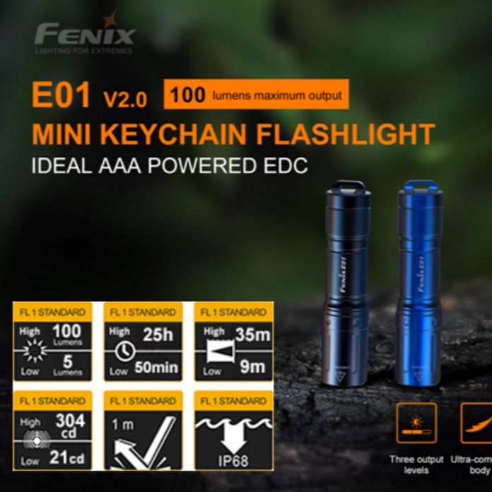 ไฟฉายFenix รุ่นE01 V2.0 ติดพวงกุญแจ 3 Mode ถ่าน AAA 1ก้อนในชุด 100 lm ยอดนิยม | Shopee Thailand
