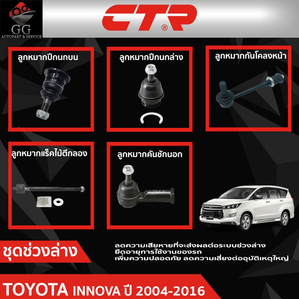CTR ชุดลูกหมากช่วงล่าง TOYOTA INNOVA (KUN40,TGN40) ปี 2004-2016 ราคาต่อ ...
