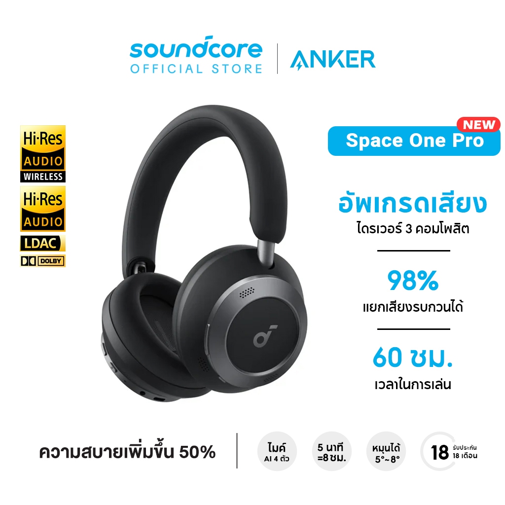 Soundcore Space One Pro Foldable Over-Ear Headphones หูฟังบลูทูธไร้สาย ...