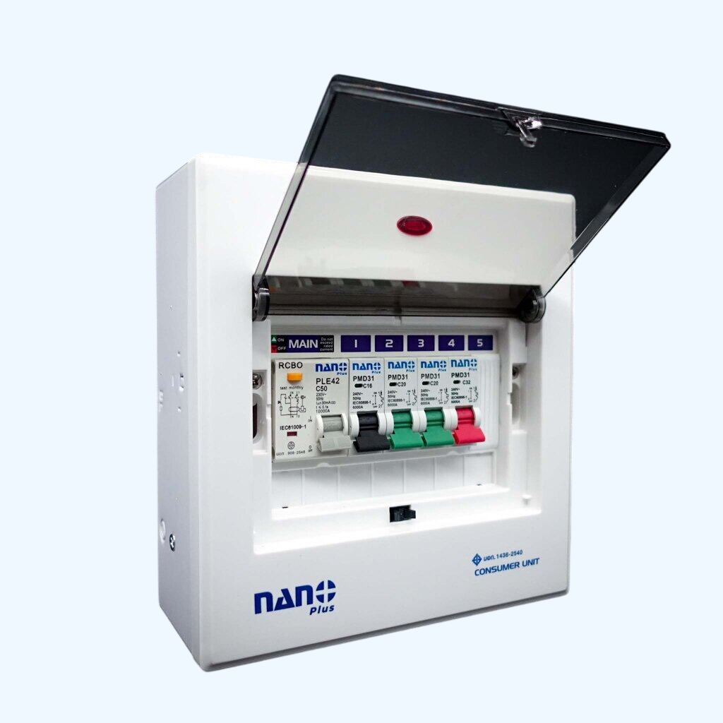 NANO-NNP-CU05 ตู้คอนซูมเมอร์ยูนิต เเบบเกาะราง Main+5ช่อง 1เฟส (ตู้เปล่า ...