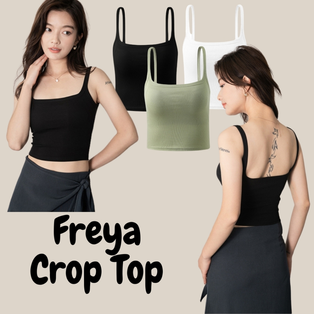 Freya Crop Top เสื้อสายเดี่ยวทรงครอปเปิดหลัง มีบราในตัว ไม่ต้องใส่บรา ...