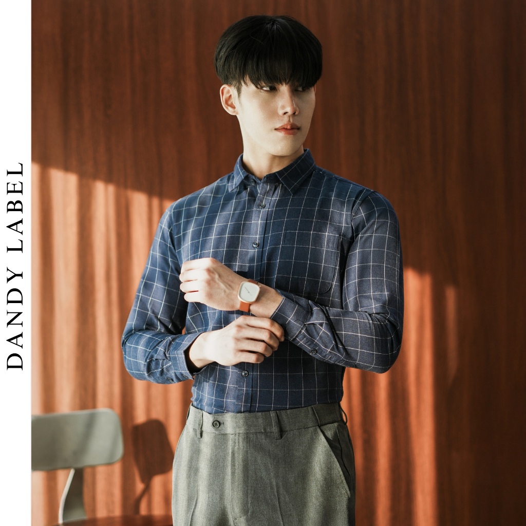 DANDY LABEL เสื้อเชิ้ตคอปก เสื้อเชิ้ตแขนยาว ผ้า Wool Mix รุ่น BoxSqure | Shopee Thailand