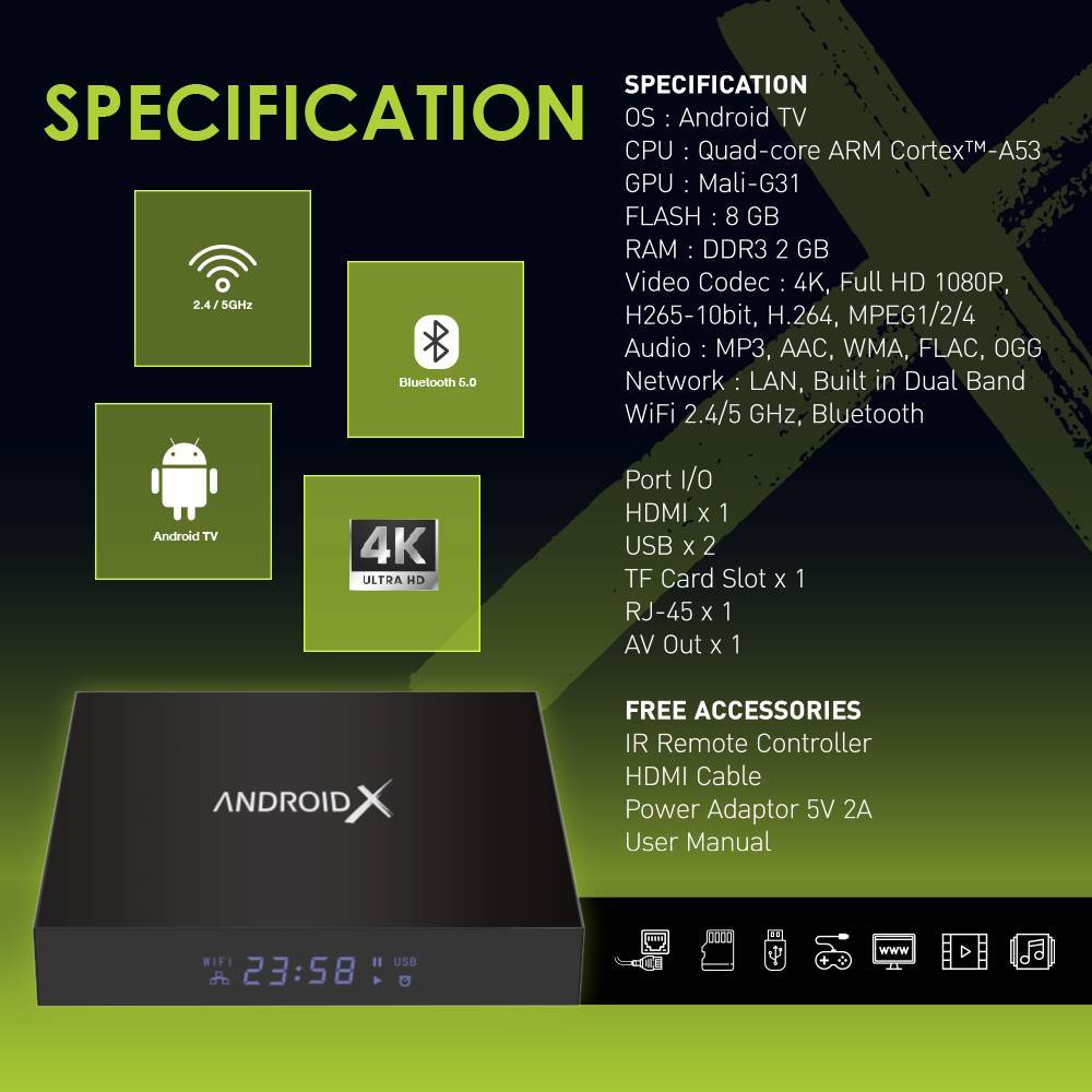 GMMZ ANDROID X 4K (Wi-Fi 5GHz.) Bluetooth พร้อมแอพ Z TV ดูฟรี | Shopee ...