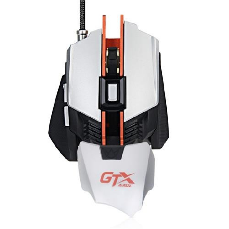 (มือสอง) เมาส์มีสาย Ajazz GTX 4000 DPI ปรับสุงต่ำฝ่ามือ-เพิ่มน้ำหนักตัวเมาส์ได้ สีเงินดำ + สีส้ม ...