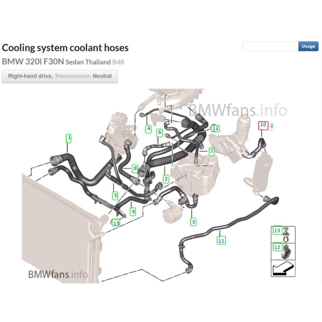 ท่อน้ำ ท่ออากาศ BMW F30 Cooling system coolant hoses | Shopee Thailand