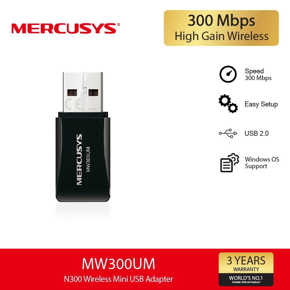 Mercusys MW300UM N300 Wireless Mini USB Adapter | Shopee Thailand