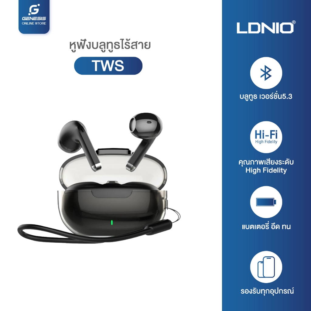 LDNIO T03 หูฟังบลูทูธไร้สาย5.3 เล่นเกม TWSหูฟังแบบเอียบัด ใส่สบายไม่ ...