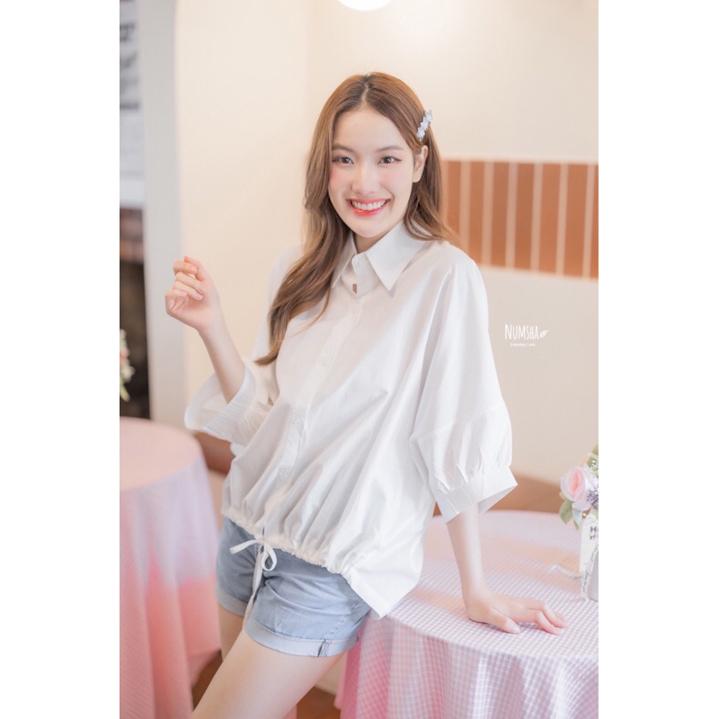 Numsha Brand เสื้อเชิ้ตแขนพองแขนสามส่วน/NB24092 | Shopee Thailand