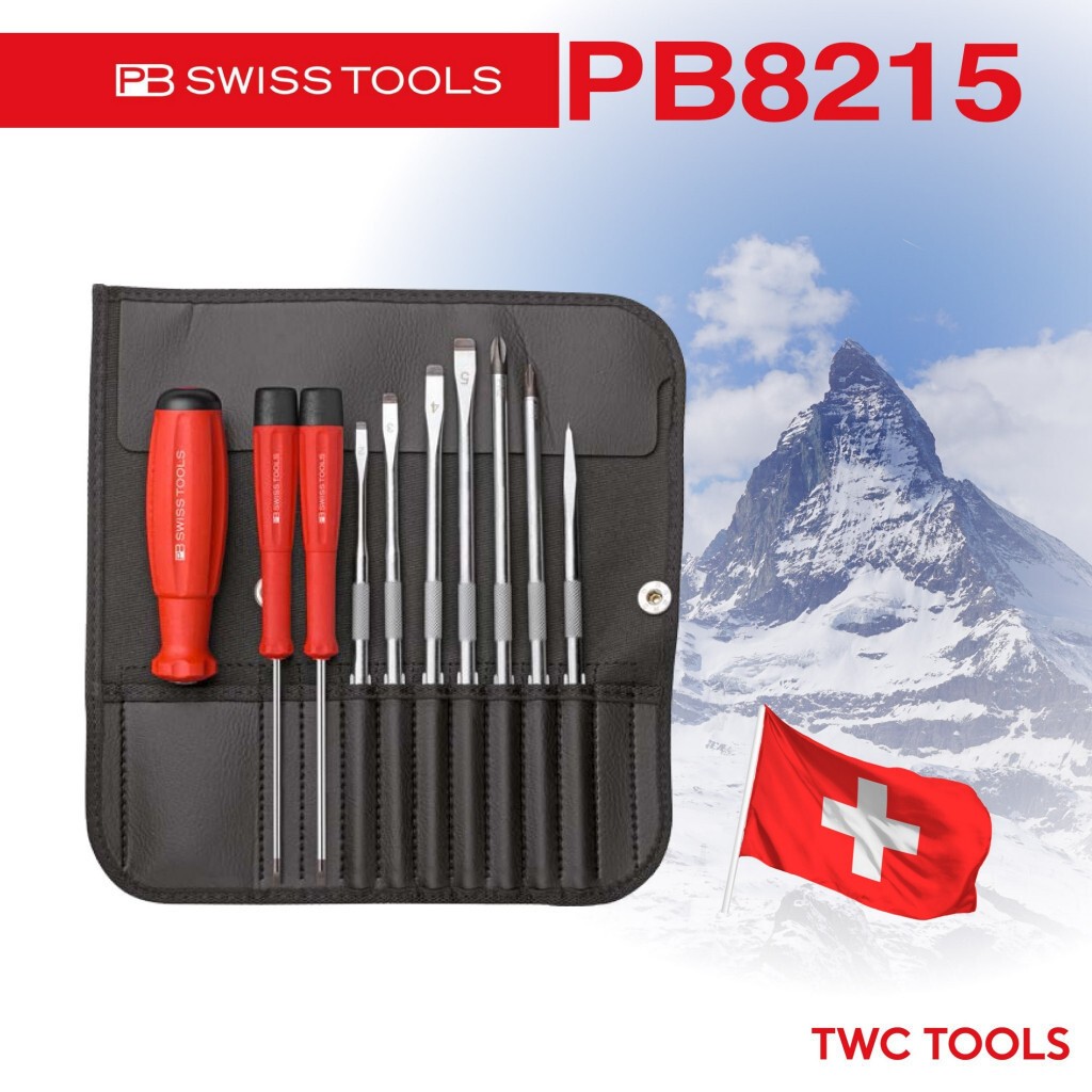 PB Swiss Tools ชุดไขควง พร้อมซองหนังอย่างดี 10 ตัวชุด รุ่น 8215L ด้ามยาง Screwdriver Set ...
