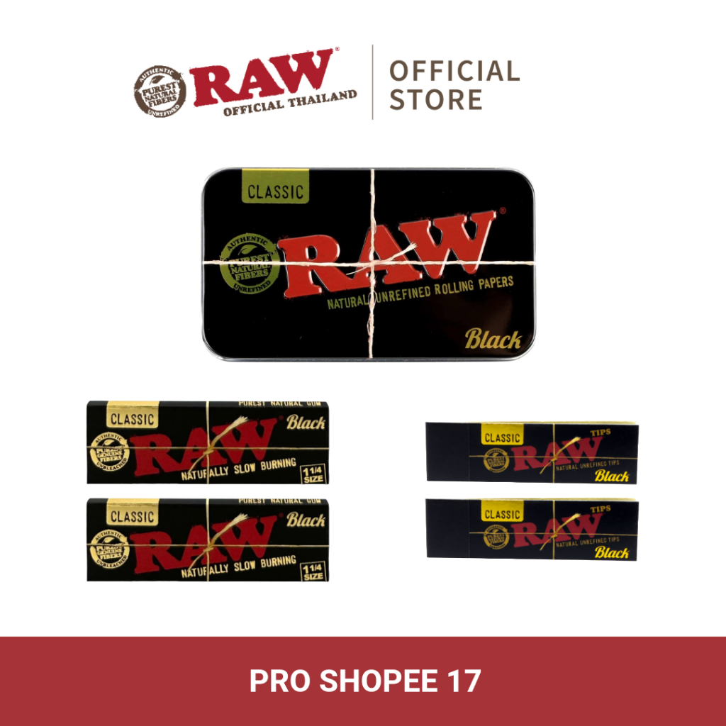 🔥[Set สุดคุ้ม]🔥 Raw Tin Box Black ที่มาพร้อมกระดาษโรลและกรองในตัว ...