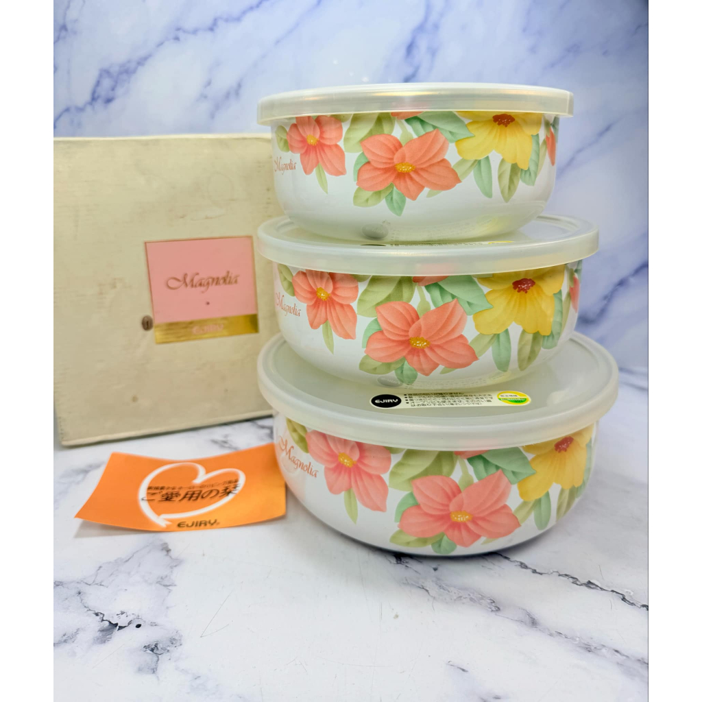 EJIRY - เซ็ตกล่องเก็บอาหาร 3 ใบ พร้อมฝาปิด (M : Q35) | Shopee Thailand