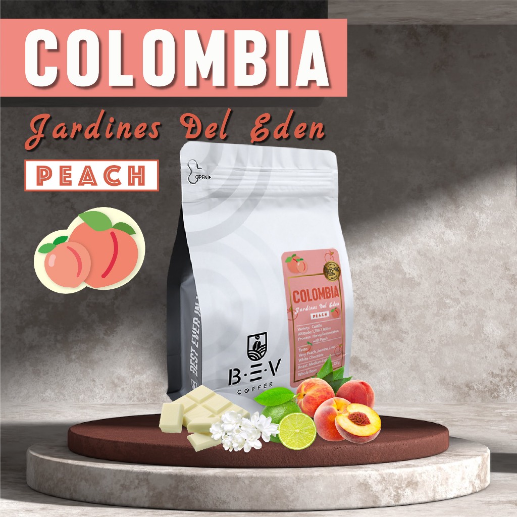 BEV COFFEE : เมล็ดกาแฟ Colombia Jardines Del Eden - Peach คั่วกลางอ่อน ...