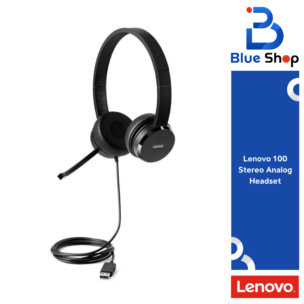 Lenovo 100 Stereo Analog Headset หูฟังพร้อมไมค์แบบมาตรฐานสำหรับการเรียน ...