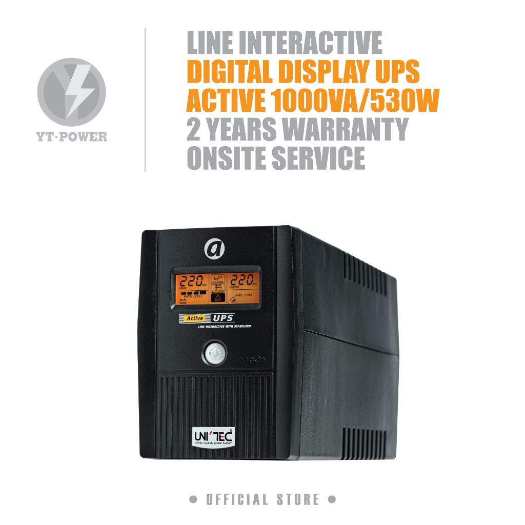 UNITEC UPS ACTIVE 1000VA/530W เครื่องสำรองไฟ รุ่นใหม่ รับประกัน 2 ปี Onsite Service | Shopee ...