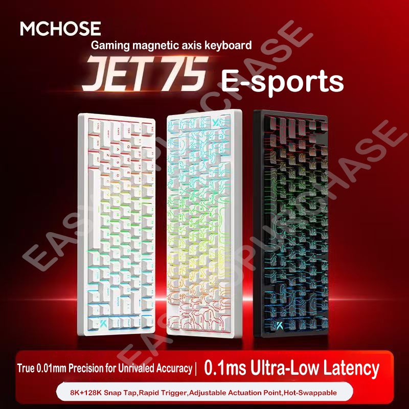 Mchose Jet75 คีย์บอร์ดเชิงกลแบบมีสายแกนแม่เหล็กสําหรับเล่นเกม, อัตราคืน 8K, RT0.01mm, รองรับ ...