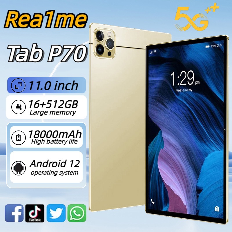 ReaIme Tablet P70 แท็บเล็ต Android 16+512GB หน่วยความจำขนาดใหญ่ ...