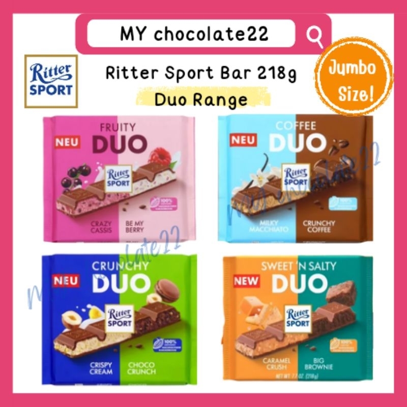 Ritter Sport Duo Range Chocolate Bar ช็อกโกแลตริทเทอร์สปอร์ต ขนาด 218g ...